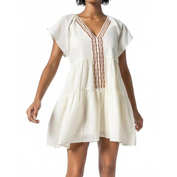 Lilla P | Dresses | New Lilla P Flutter Sleeve Tiered Dress In Ecru ...